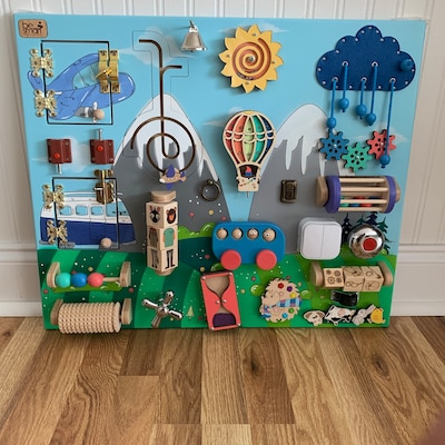 Toddler Busy Board With Space Theme 60x70 Cm Bright Sensory Board for ...