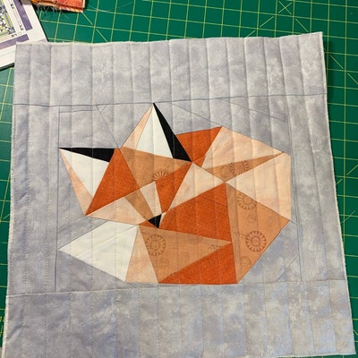 Sleeping Fox Paper Piecing Pattern 16 X 16 Quilt Block Digital PDF - Etsy