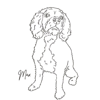 Dog Sketch From Photo, Pet Outline, Custom Line Drawing Illustration ...