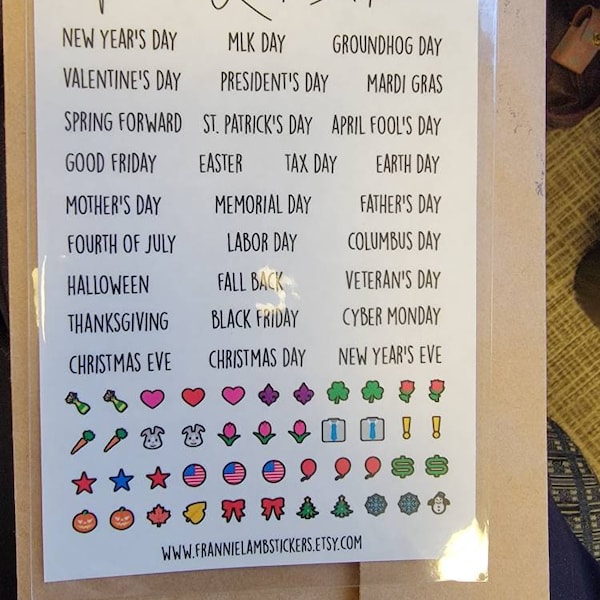 Holiday Planner Stickers, Holiday Reminder Labels for Planners ...