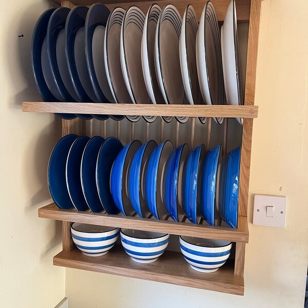 Handmade Solid Wood Plate Rack - Etsy