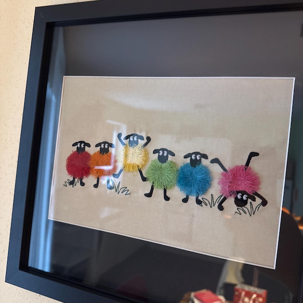 Funny Fuzzy Sheep Fringed Lamb 6 in a Row Fringe Machine Embroidery ...