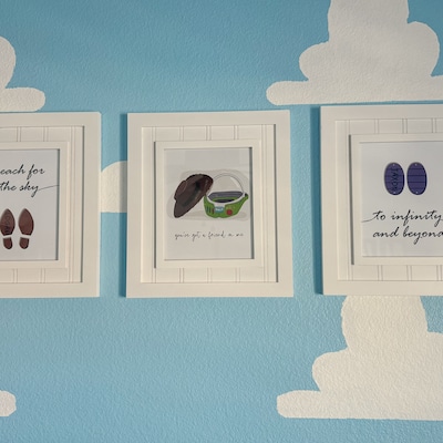 Toy Story Nursery Wall Art, Woody Buzz Boots With Andy Name, Minimal ...