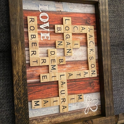 Scrabble Family Name Board Personalized Frame Scrabble Tile Wall Art ...