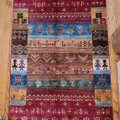 6x6 Round Rug, Handmade Afghan Blue Floral Persian Circle Rug, Oriental ...