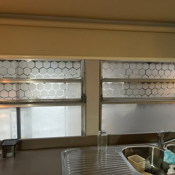 Honeycomb Frosted Window Film, Hexagon Window Decal, Geometric Etched ...