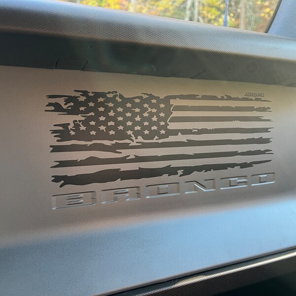 HDUSA Fits Bronco Dashboard USA American Flag Vinyl Decal Sticker Dash ...
