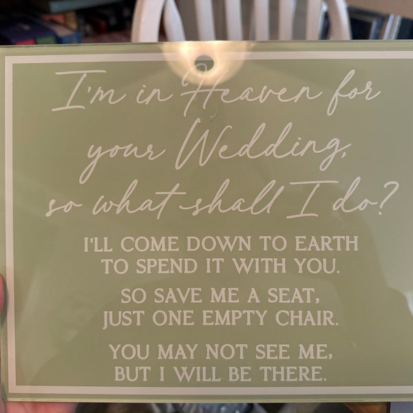 Wedding Memorial Table Sign Acrylic Sign for Tabletop Heaven Wedding ...