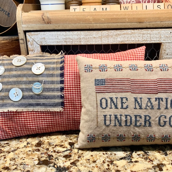 Patriotic Series #2 One Nation Under God / Primitive Cross Stitch ...