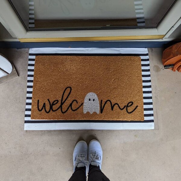 Halloween Doormat, Ghost Welcome Mat, Halloween Decor Outdoor, Boo ...