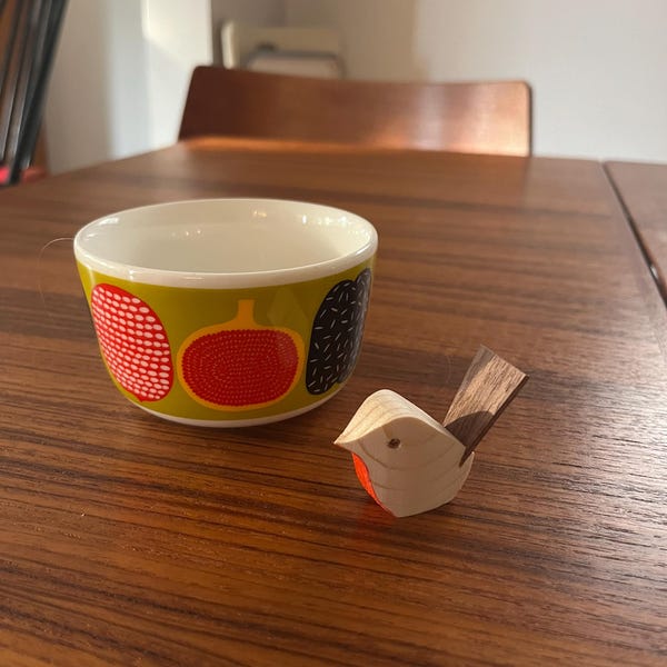 Little Chirpy: Red Ash, Cute Wooden Robin, Handmade Bird Figurine, Home ...