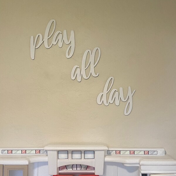 Play All Day Sign, Playroom Wood Sign, Toy Room Decor, Daycare Wall ...