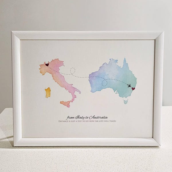 Customizable Love Map, Personalize Long Distance Relationship Art, Long ...