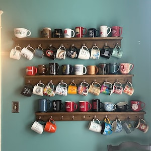 Vertical 10 or 12 Hook Mug Rack, Coffee Bar Ideas, Vertical Mug Rack ...