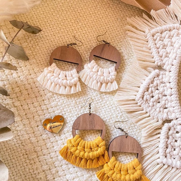 Macrame Blank Earring Oak Wood Blanks, 17 Options, Fully Customisable ...
