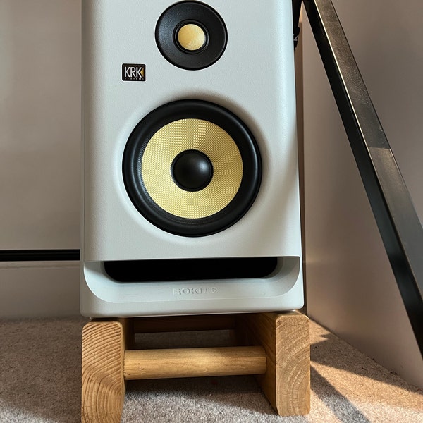 2x Speaker Stand in Solid Pine Tilted Speaker Stands Audio Platform ...