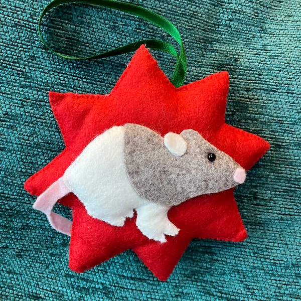 Cotton the Rat- White Rat With Red Eyes- Felt Decoration- Red Eyed Rat ...