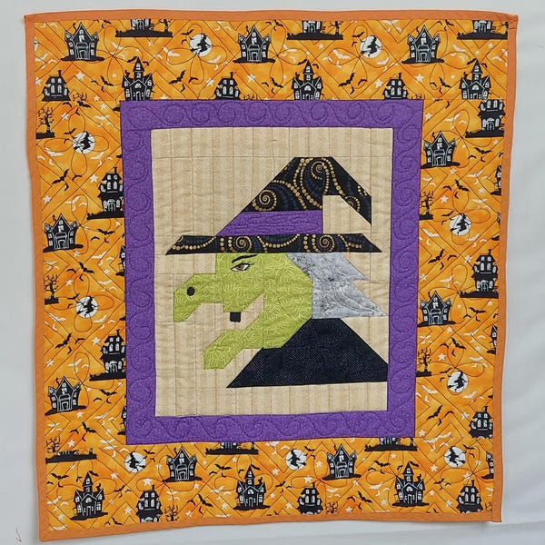 PDF Pattern - Wicked Witch Quilt Block Pattern, Halloween Quilt Block ...