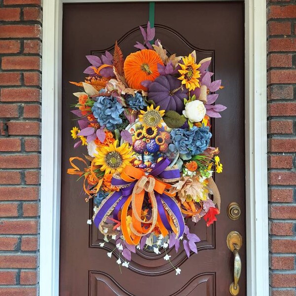 Fall Blessings Metal Wreath Sign, Autumn Decor, Fall Door Sign, Harvest ...