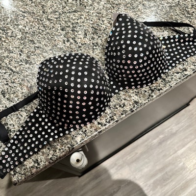 Rhinestone Embellished Lace Longline Bra Pink, Purple, Blue Sparkle Top ...