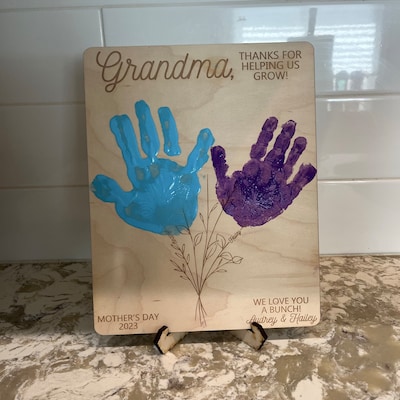 Flower Handprint Art Gift Mothers Day Gift Gigi Handprint Art DIY Hand ...