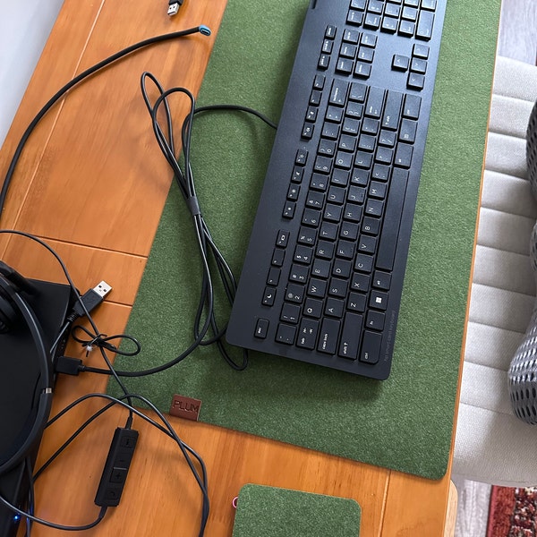 Felt Desk Mat Green, Custom Size Desk Pad Green, Felt Extended Mouse ...