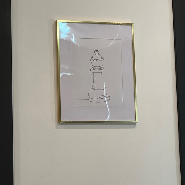 Pawn Chess Piece Line Drawing, Chess Wall Art, Pawn Poster, the Queen's ...