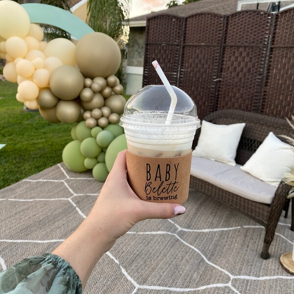 Custom Baby is Brewing Personalized Natural Brown Kraft Coffee Sleeves ...