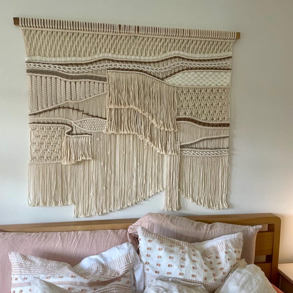 Abstract Fiber Macrame Wall Art, Unique Textured Wall Decor, Japandi ...