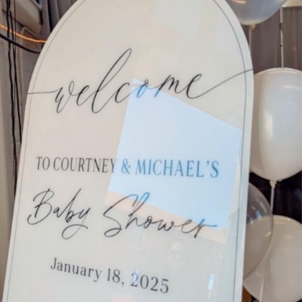 Personalized Arch Welcome to Baby Shower Sign on Acrylic, Modern ...