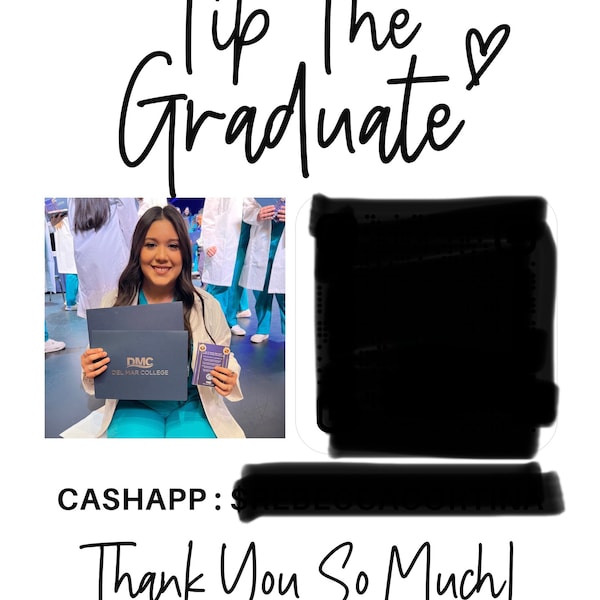 Graduation Party Sign | QR Code Sign | Tip the Graduate | Venmo Sign ...