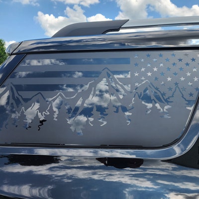Fits 2018-2023 GMC Acadia Rear Side Windows American Flag Mountain Tree ...