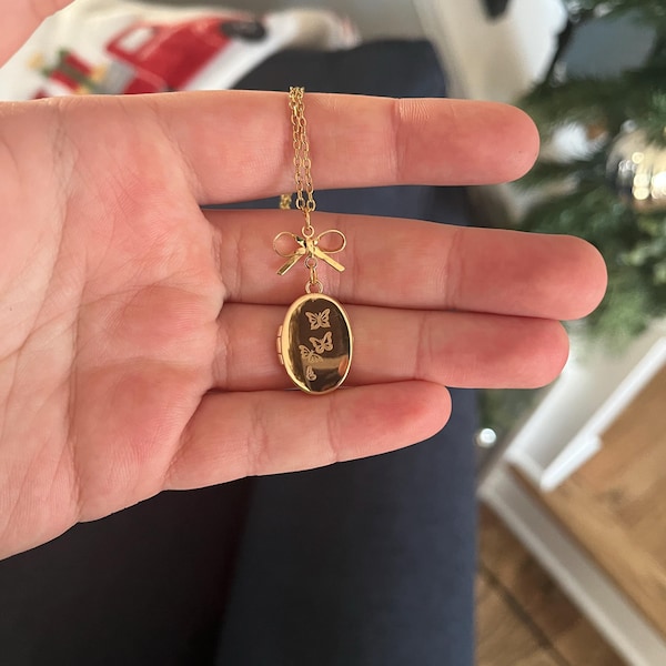 Custom Locket Necklace With Photo, Photo Locket, Butterfly Necklace ...