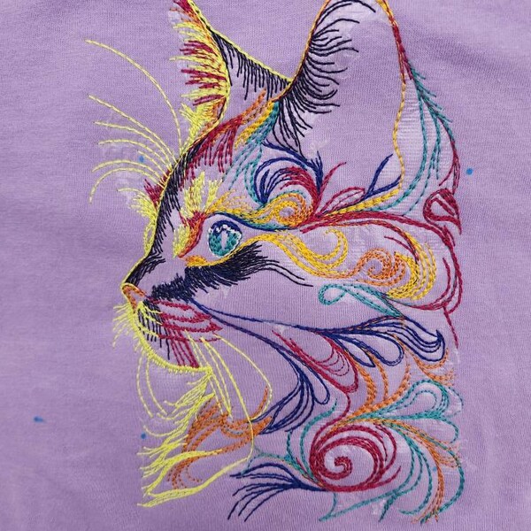 Cat Machine Embroidery Design Fluffy Rainbow Cat 9 Sizes to Download ...