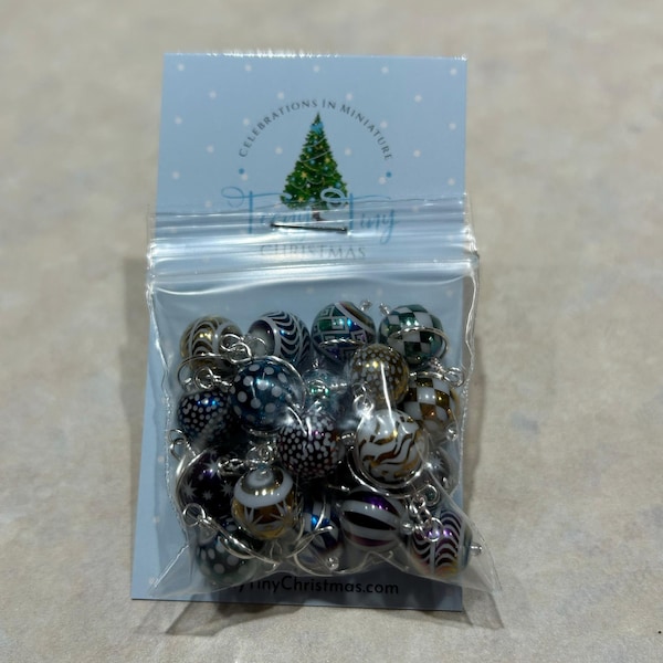 Bulk Miniature Christmas Ornaments, Grab Bag of Pretty Mini Glass Ball ...