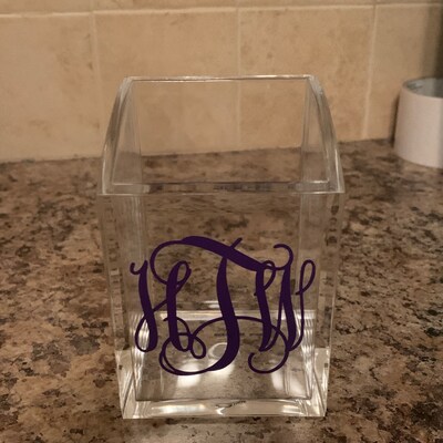 Personalized Acrylic Pen Cup, Pencil Cup, Teacher Gift, Monogram Pen ...