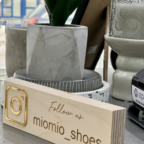 Social Media Sign | Small Shop Wooden Sign | Minimalist Business ...