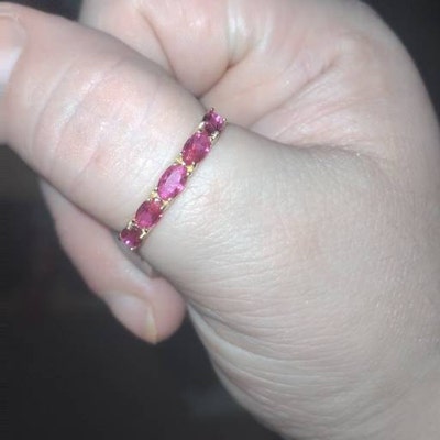 14k Ruby Ring, Solid Gold Ruby Wedding Band for Women, Minimalist ...