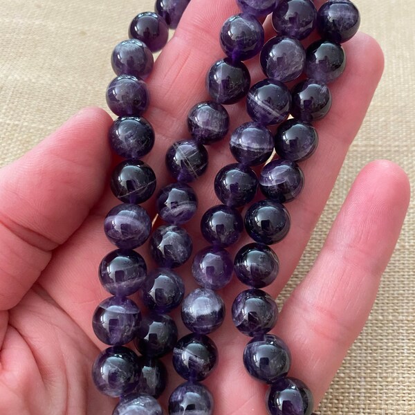 Natural Amethyst Beads 4mm 6mm 8mm 10mm 12mm 14mm Polished Round 15.5 ...