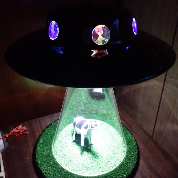 The Original Alien Abduction Lamp - UFO Cow Flying Saucer LED Night ...