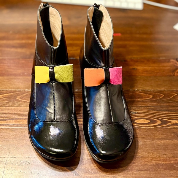 Two-tone Blue and Green Leather Women's Low Heel Sandals - Etsy