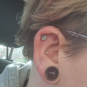 Blue Pink Fire Opal Flower Dermal Anchor Labret Top Conch - Etsy