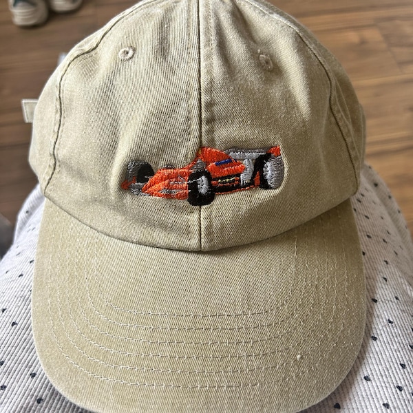 Embroidered Race Car Cap - Vintage Washed Canvas - Customisable Options ...