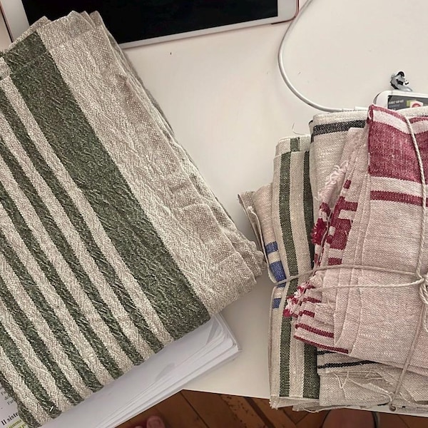 100% Linen Fabric Remnants - Linen Scraps - Heavy Weight Linen Bundle ...