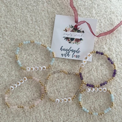 Personalized Word Bracelet, Kids Name Bracelet, Stacking Mama Bracelet ...