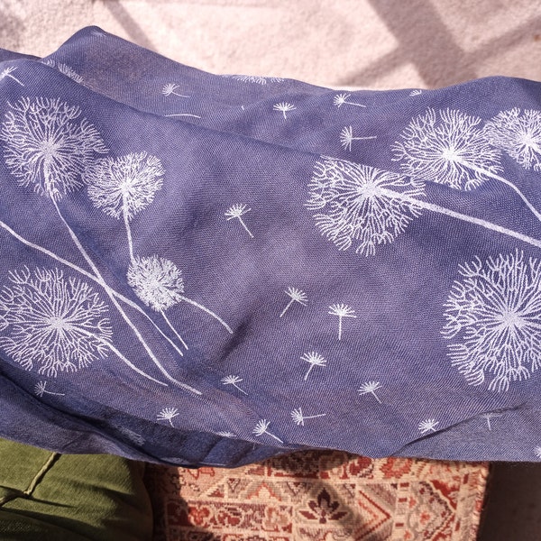 Soft Dandelion Print Scarf - Slate Blue - Etsy