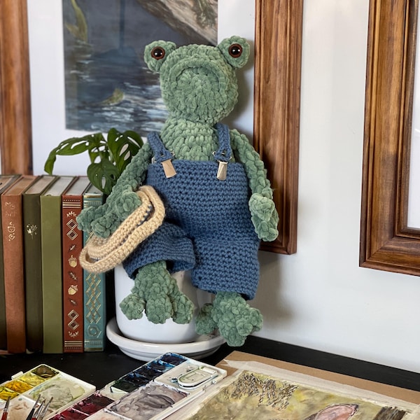 Herbert the Frog Crochet Pattern – Low Sew Doll With Overalls (PDF ...