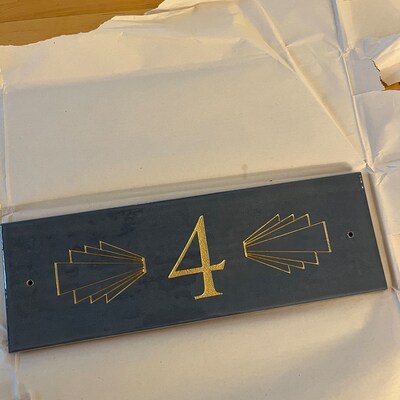 Engraved Pink Ceramic Wall Tile Address Sign Irish Handmade Door Number ...