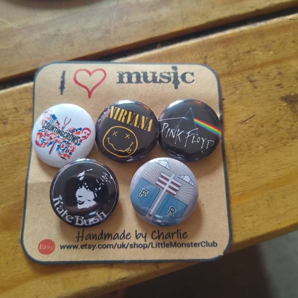 BAND LOGO Pins Rock Punk Metal Pop Music Pins Any Band Choose Your Own ...