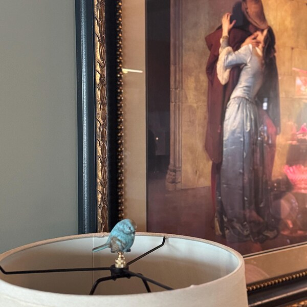 Hand-painted Chickadee Lamp Shade Finial: Blue Teal Bird Decor - Etsy
